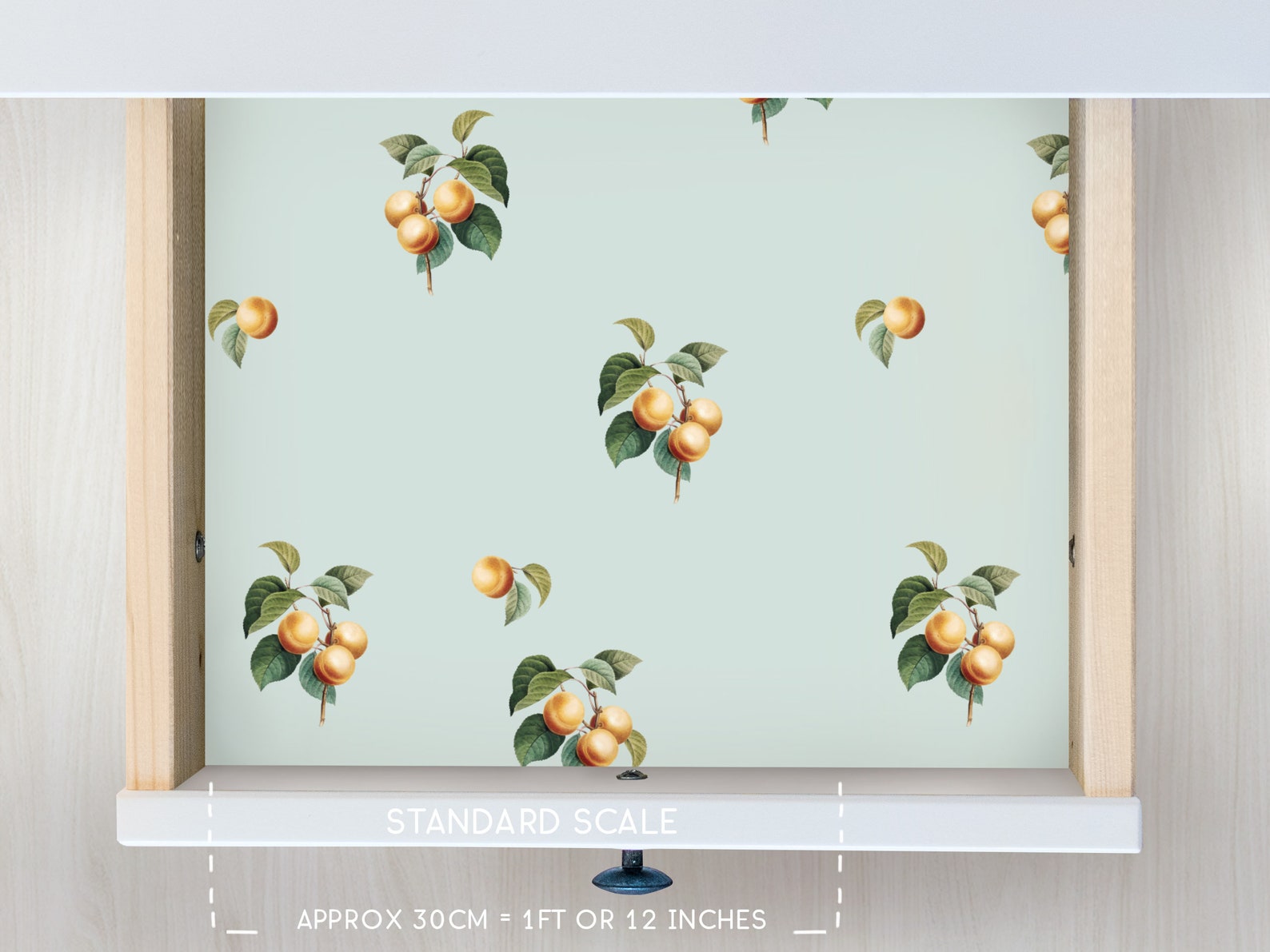 Apricots on Eggshell Blue Drawer Liner Paper Pale Green | Etsy