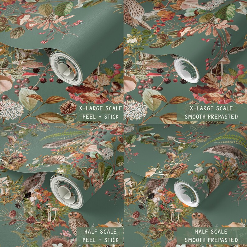 Birds in Woods 'dusty Green' V2 Peel & Stick - Etsy