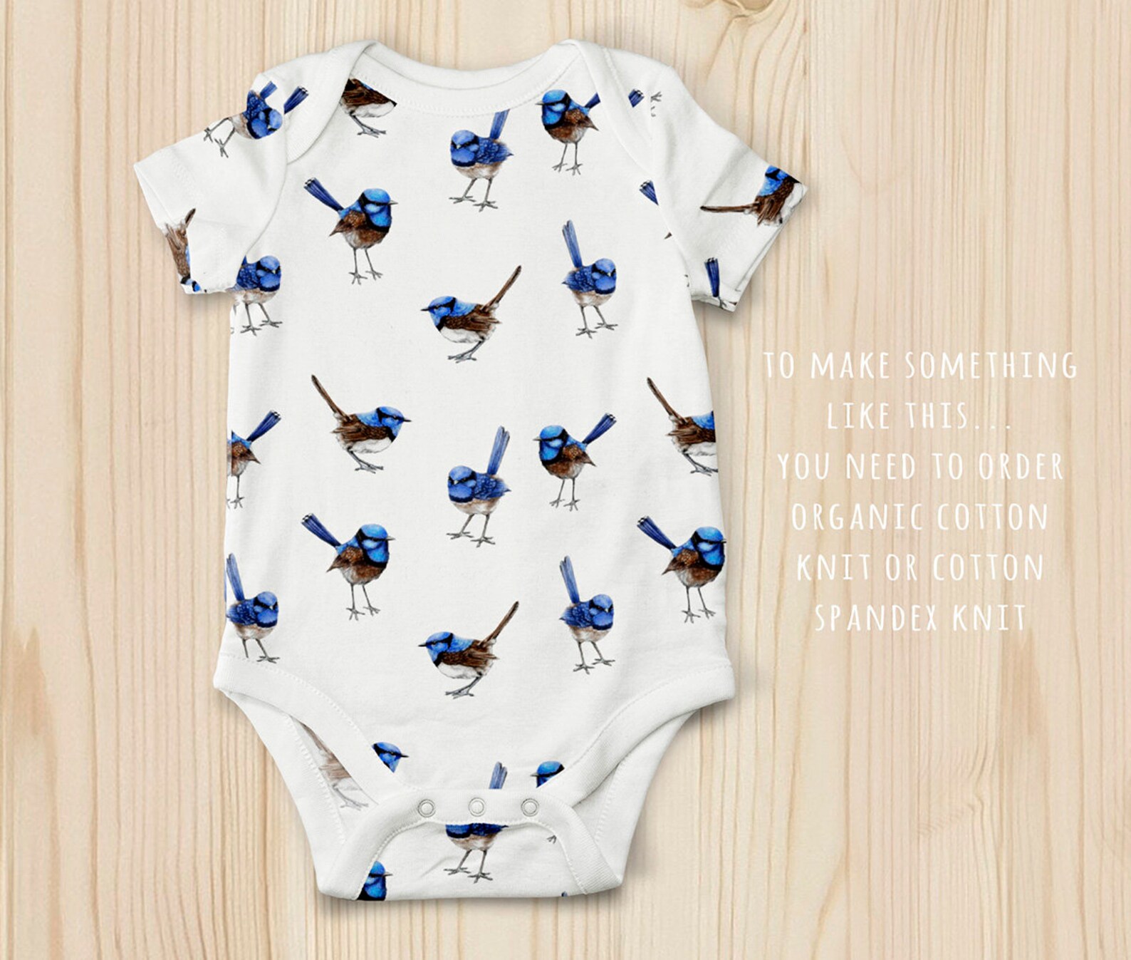 Blue Wren Fabric by the Metre Printed in Australia - Etsy Australia
