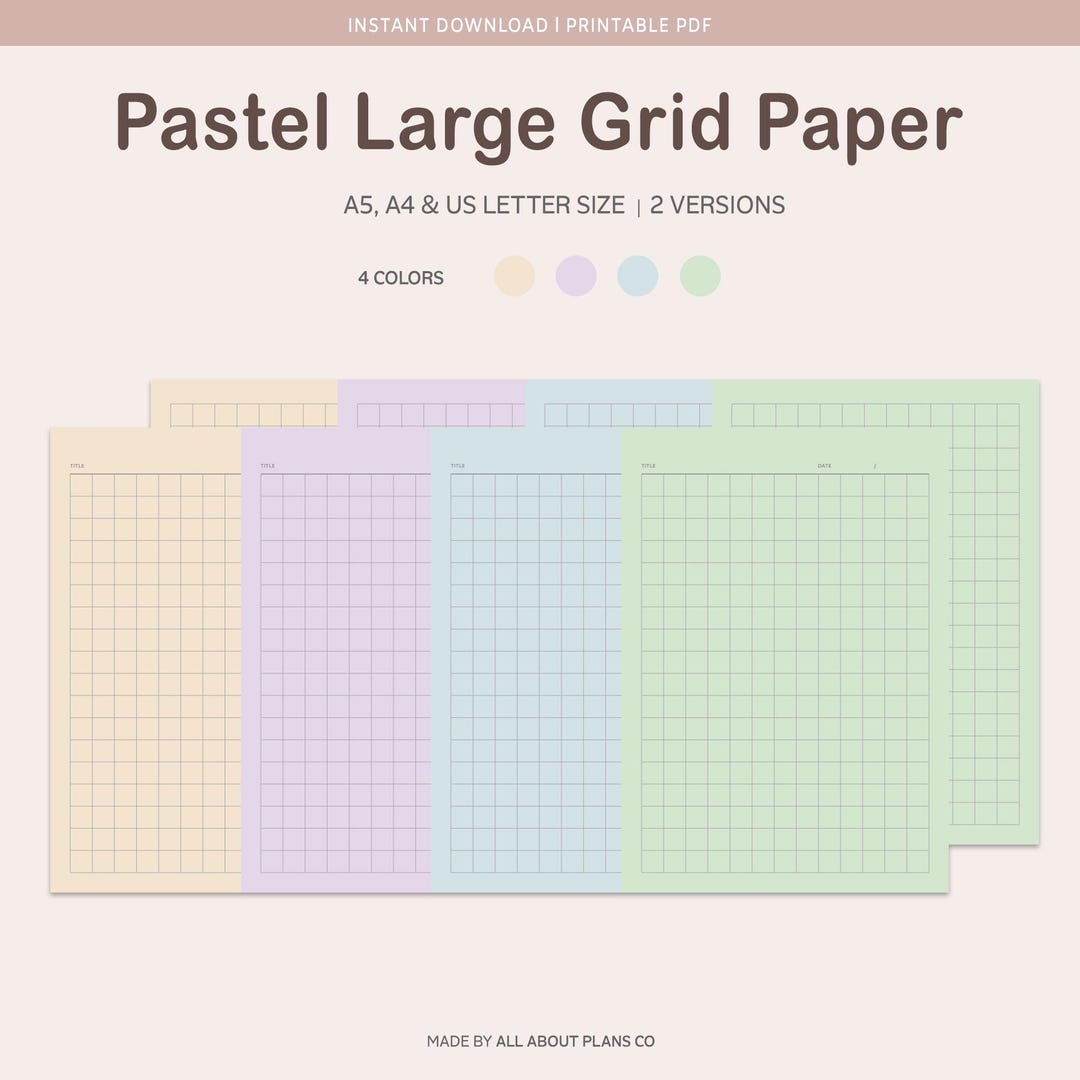 Pastel Graph Paper Notebook With Large Square Grid for Math Study ...