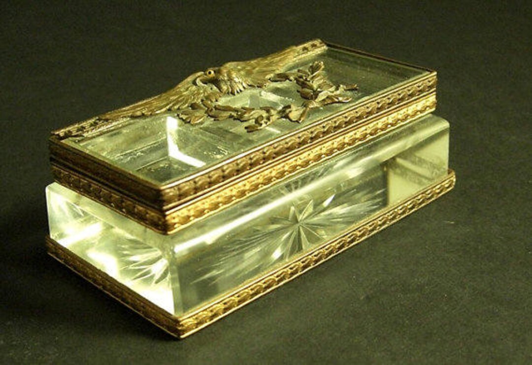 Antique French Bronze Cut Glass Stamp Box Sarcophagus With - Etsy