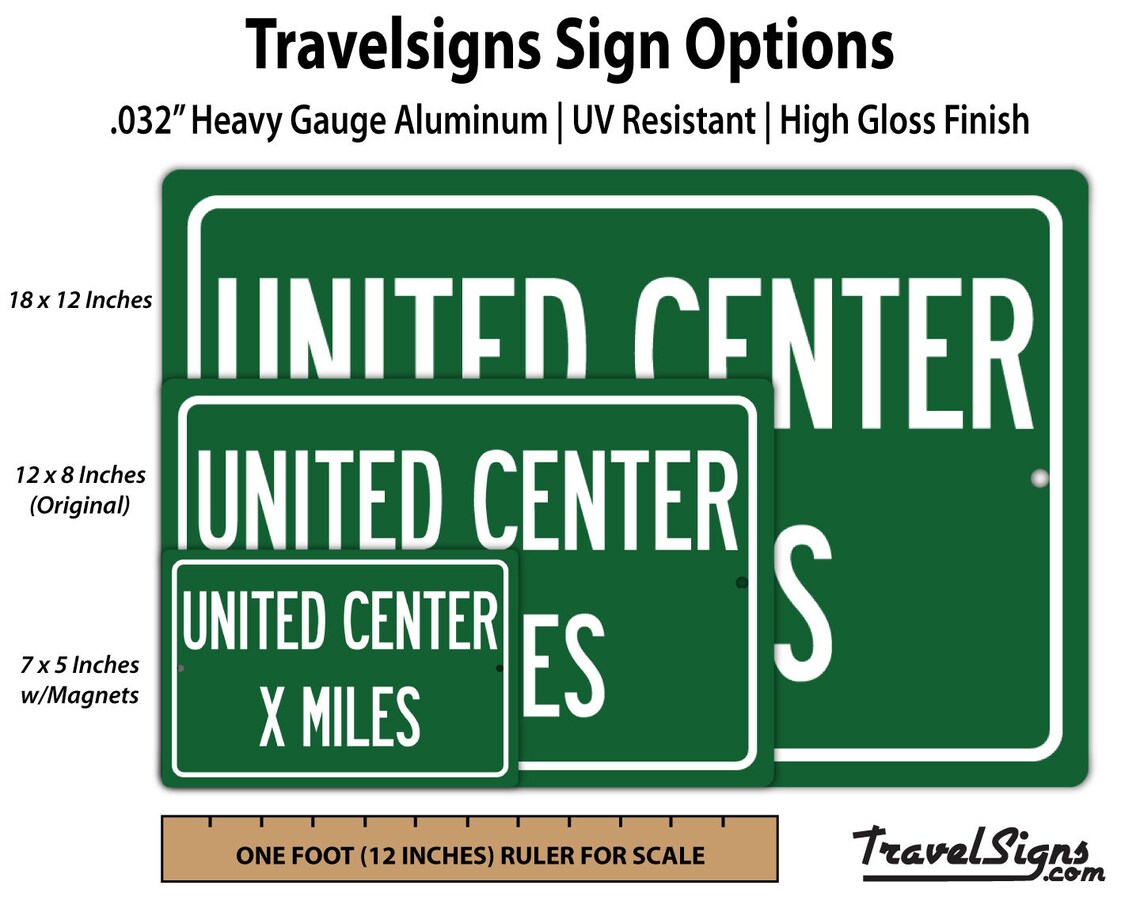Personalized Highway Distance Sign To: United Center Home of - Etsy
