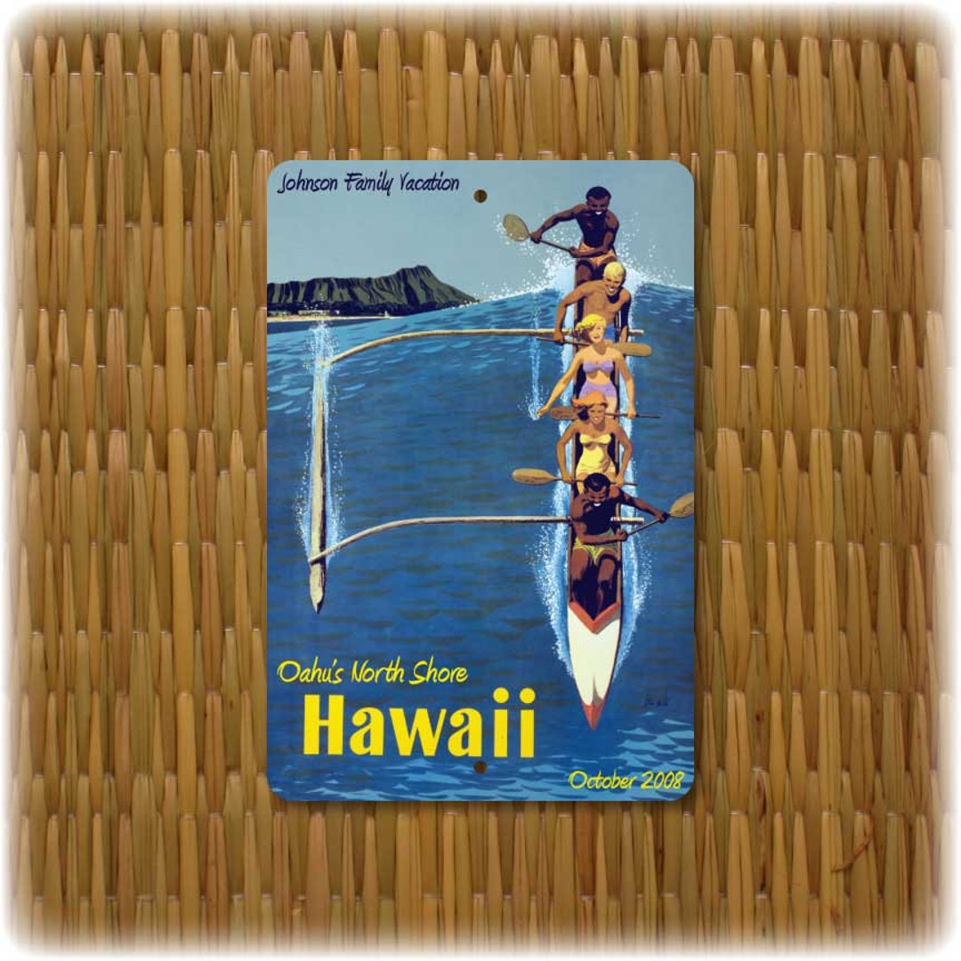 Personalized Hawaii Vintage Travel Sign (12" X 8") - Etsy
