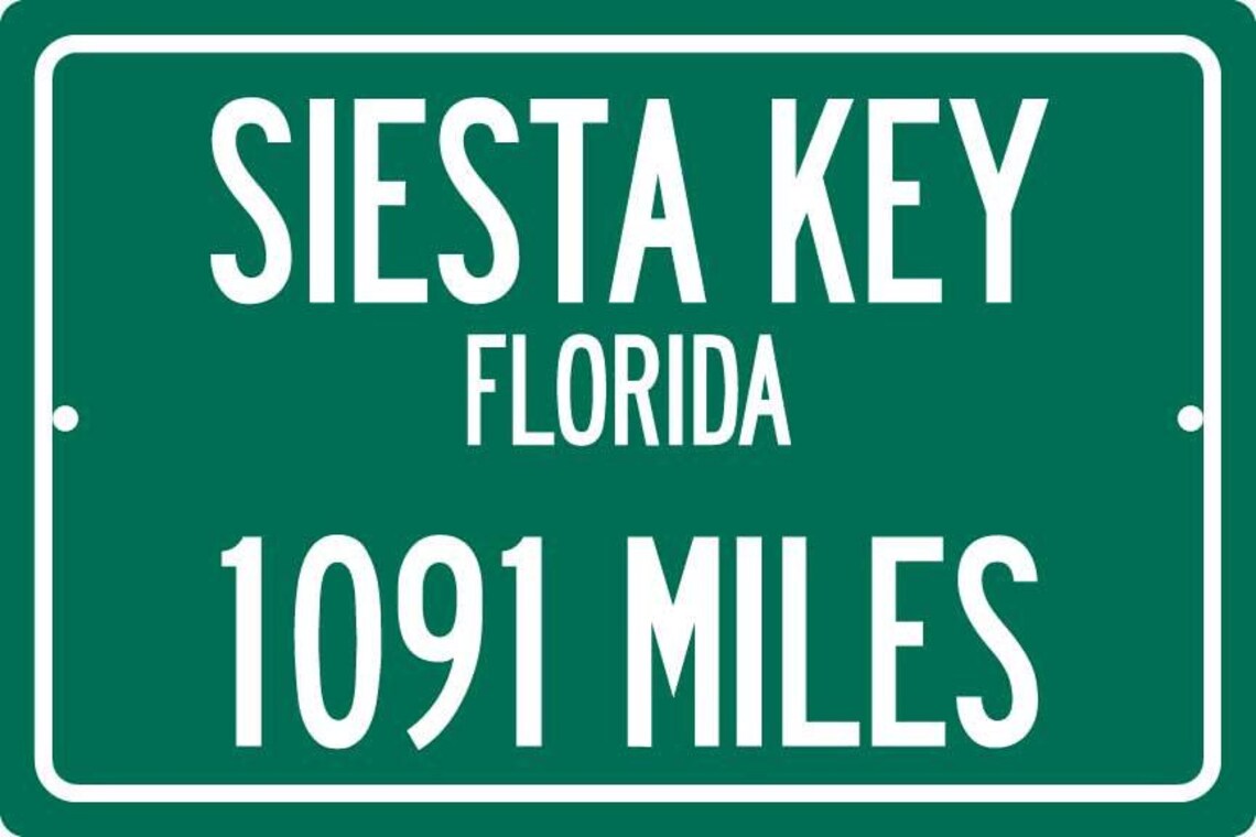 Personalized Siesta Key Distance Sign: Florida Vacation Travel Decor - Etsy