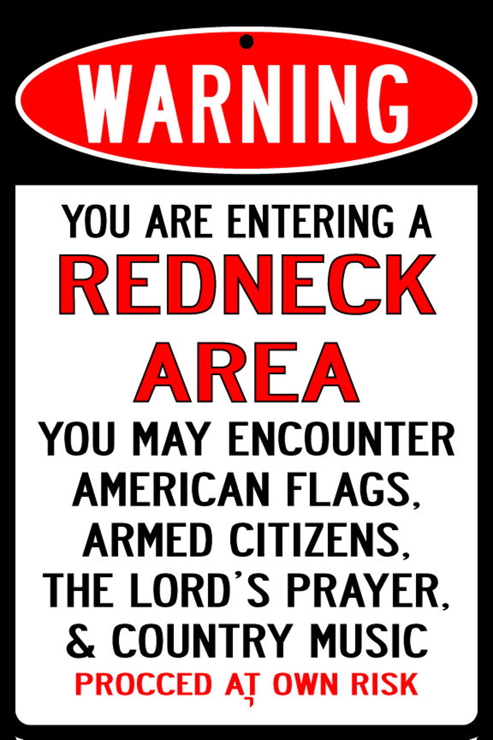 Warning: Redneck Area Highway Sign - Etsy
