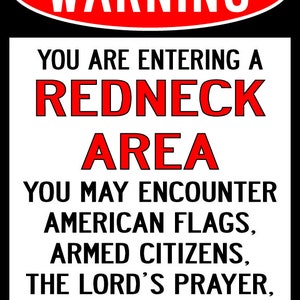 Warning: Redneck Area Highway Sign - Etsy