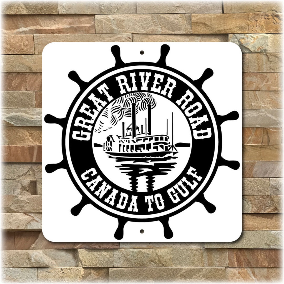 Retro Great River Road Sign - Etsy UK