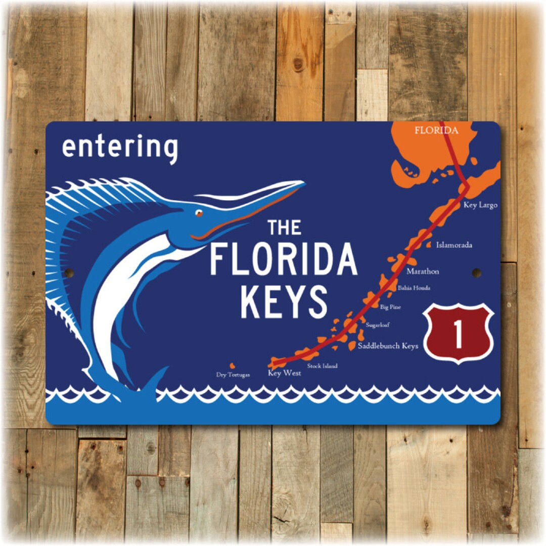 Entering Florida Keys - Retro Sign - Etsy