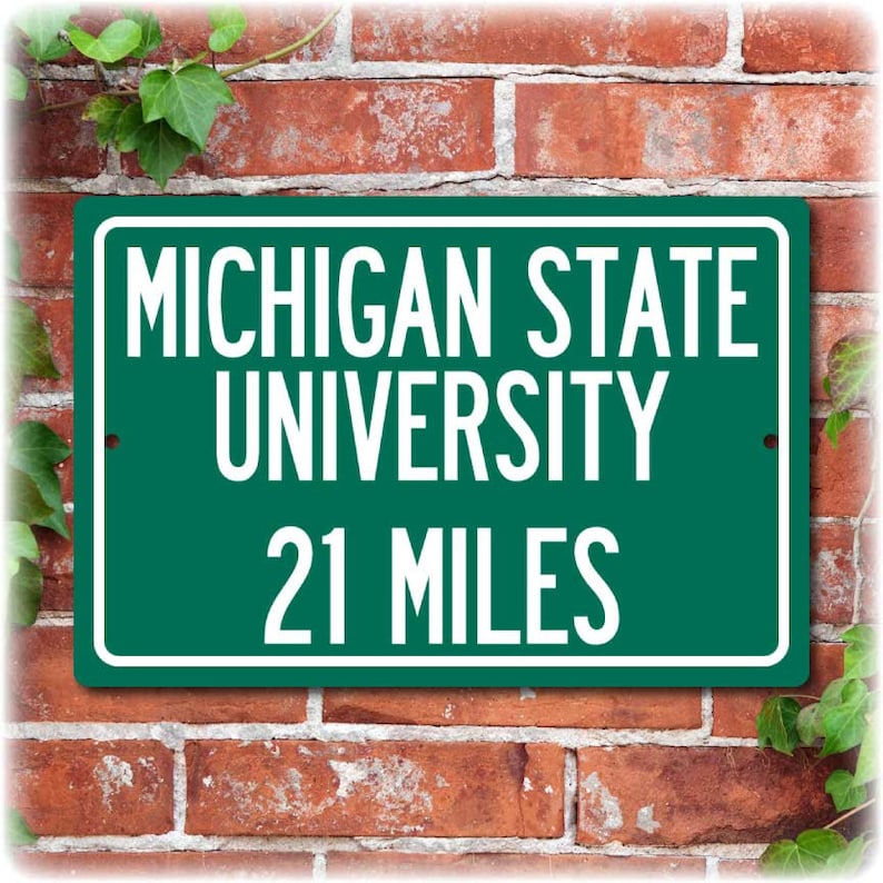 Personalized University Highway Distance Sign Michigan State - Etsy