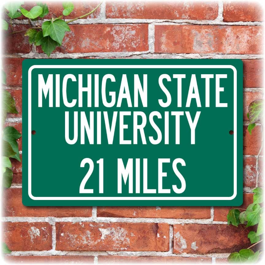 Personalized University Highway Distance Sign Michigan State | Etsy