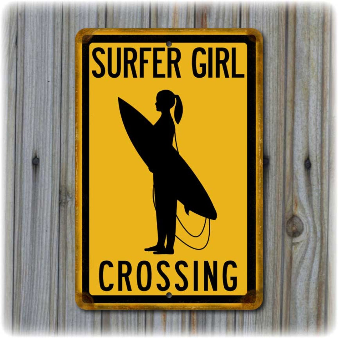 Surfer Girl Crossing Sign - Etsy