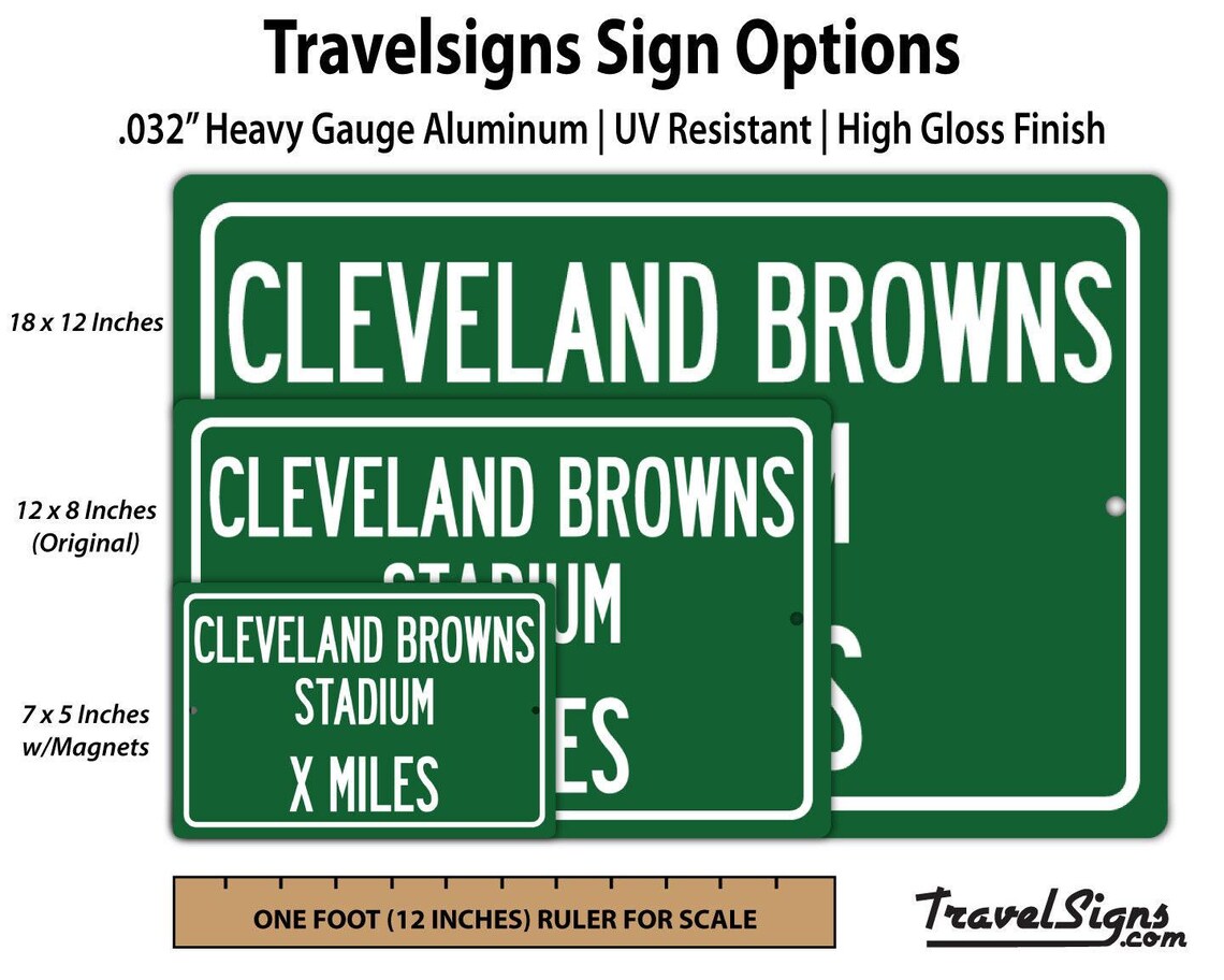 Personalized Highway Distance Sign To: Cleveland Browns Stadium ...