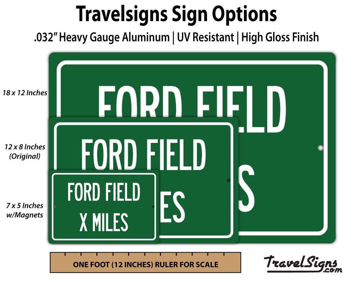 Personalized Highway Distance Sign To: Ford Field Home of the - Etsy