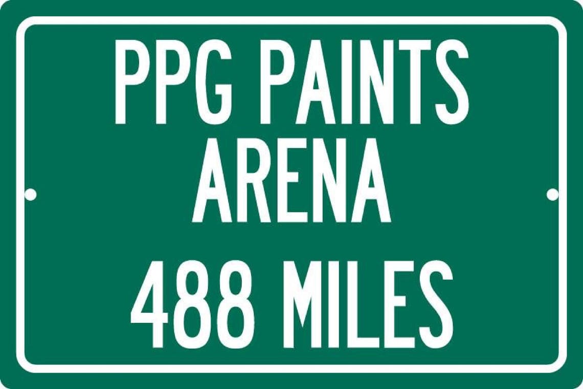PPG Paints Arena, Personalized Highway Aluminum Distance Sign To: Home ...