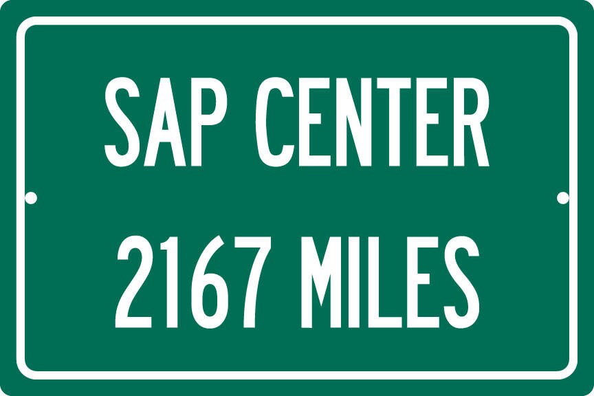 Personalized Highway Distance Sign To: SAP Center, Home of the San Jose ...