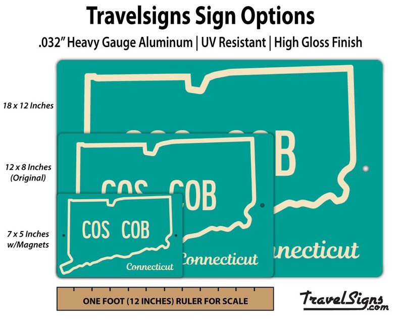 Personalized Connecticut Town Line Sign COS COB Shown - Etsy