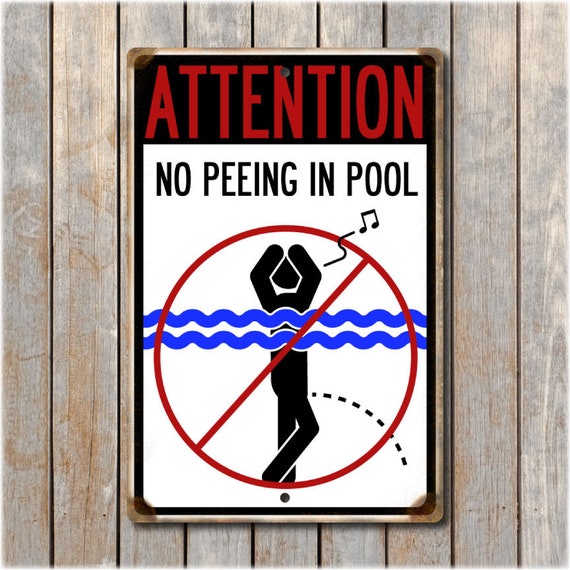 Attention: No Peeing in Pool Sign | Etsy