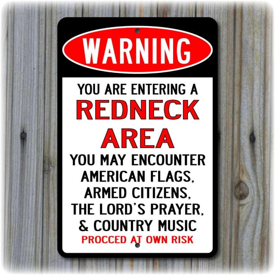 Warning: Redneck Area Highway Sign - Etsy