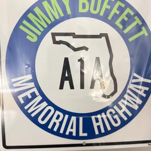 Jimmy Buffett Memorial, A1A Highway Sign Florida: Coastal Décor, Mile 0 ...