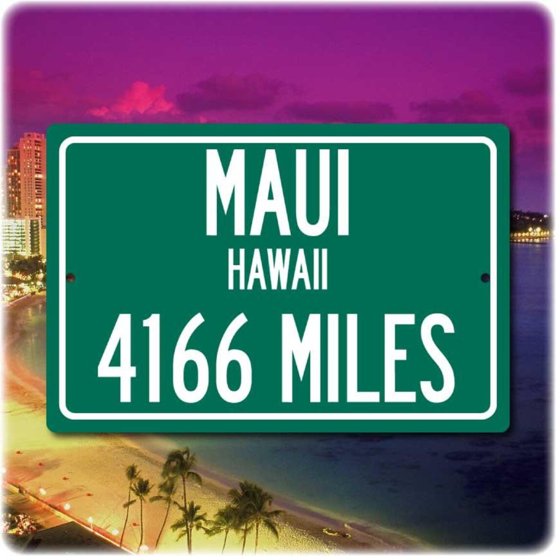Personalized Maui Hawaii Distance Sign: Custom Aluminum Travel Decor - Etsy