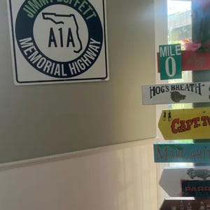 Jimmy Buffett Memorial, A1A Highway Sign Florida: Coastal Décor, Mile 0 ...