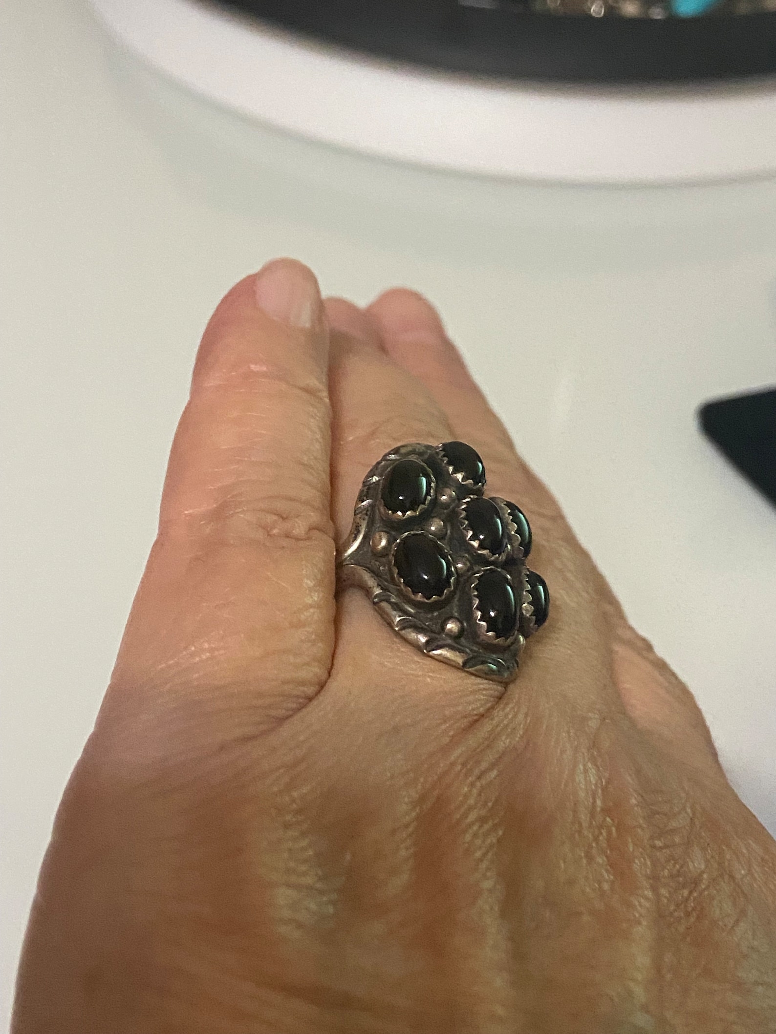 Beautiful Vintage Navajo Benny Touchine Onyx and Sterling Ring ...