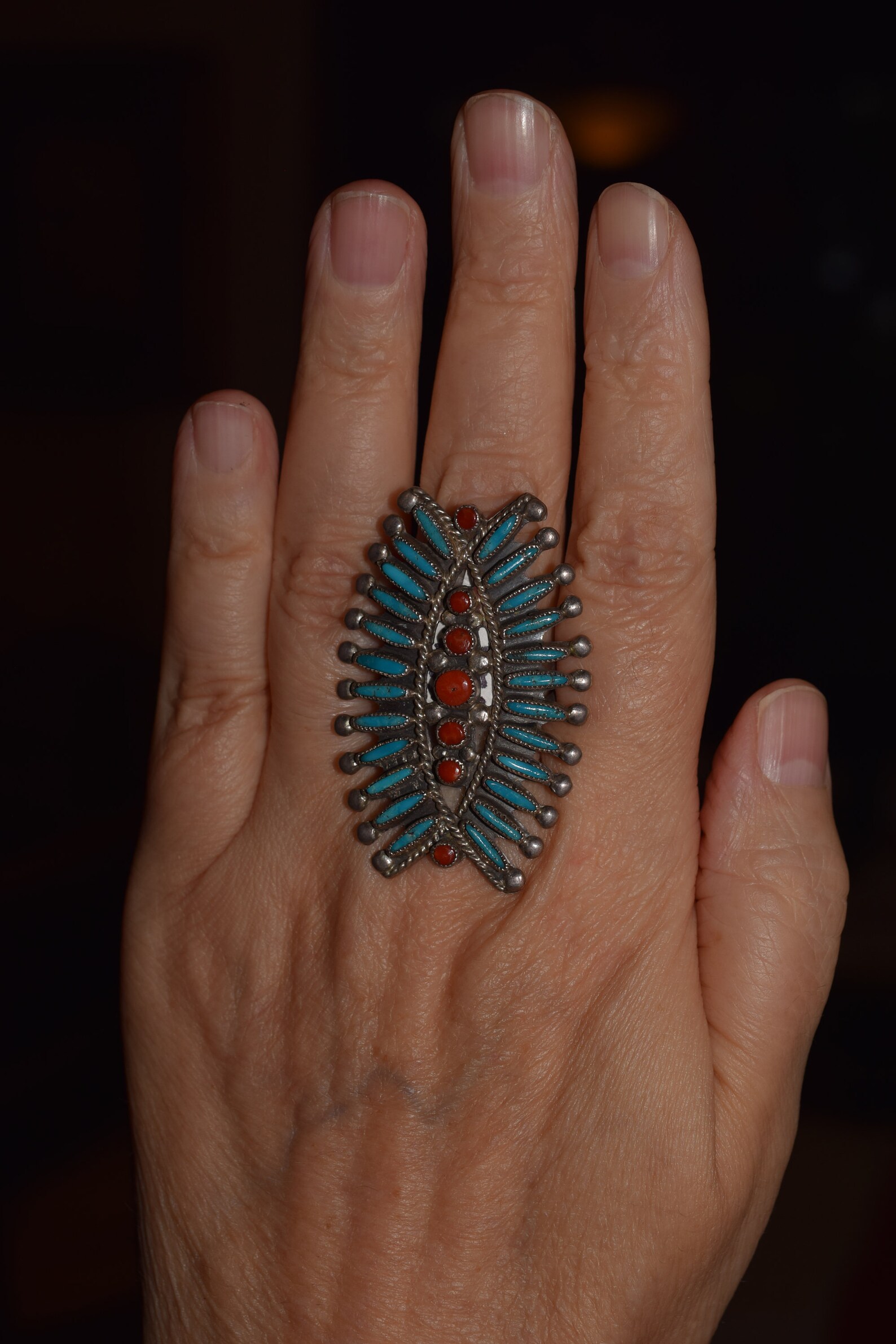 Huge Vintage Zuni Coral and Sleeping Beauty Turquoise - Etsy