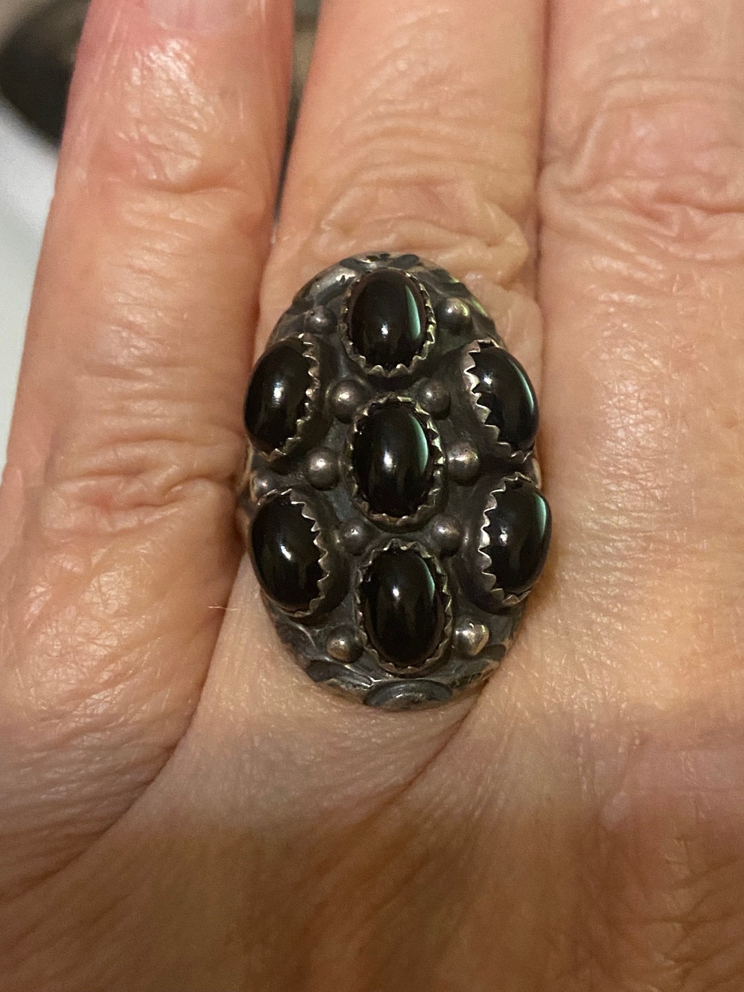 Beautiful Vintage Navajo Benny Touchine Onyx and Sterling Ring ...