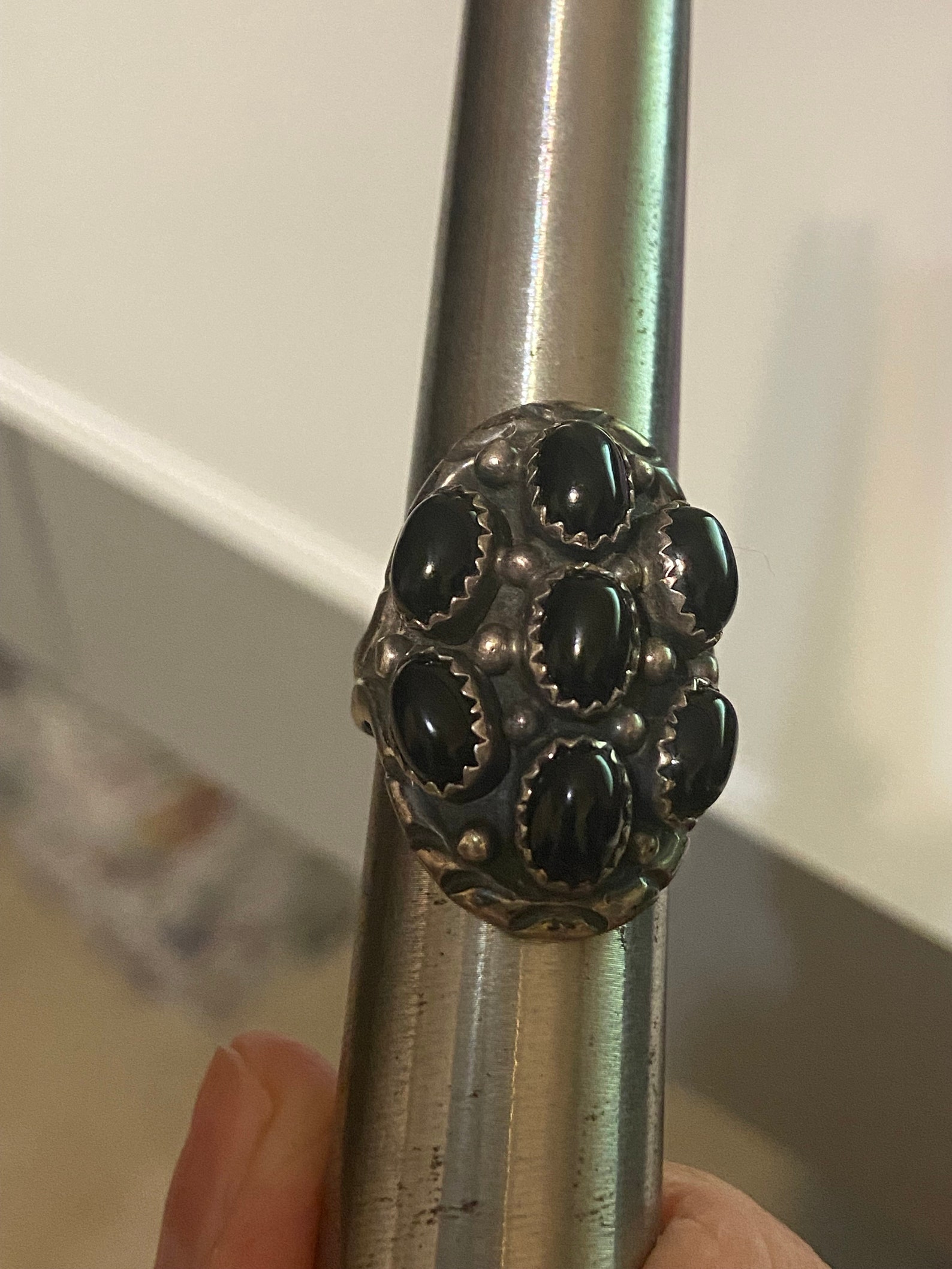 Beautiful Vintage Navajo Benny Touchine Onyx and Sterling Ring ...