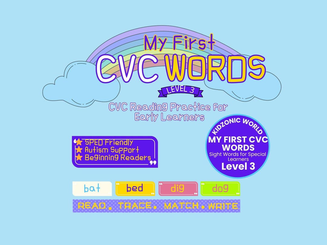 My First CVC Words – Level 3 | Short Vowel Reading Workbook | SPED ...