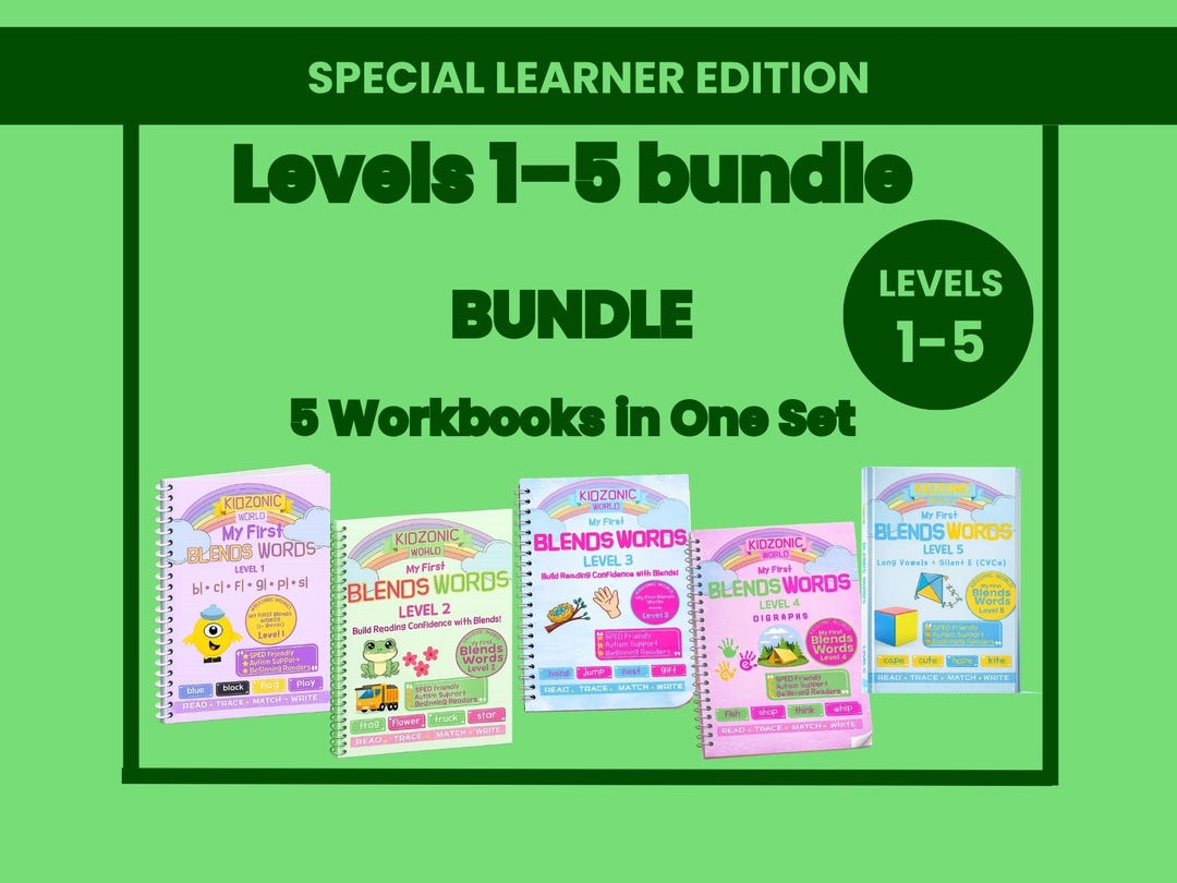 Phonics Worksheets Bundle Levels 1-5 – Beginning Blends Activities ...