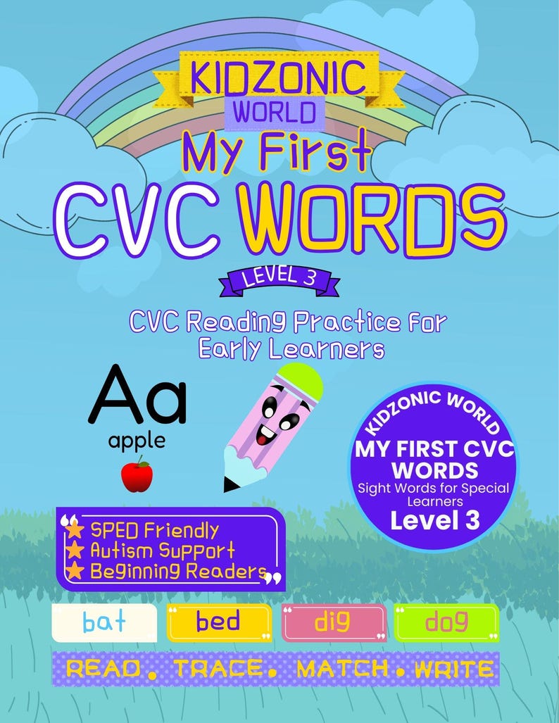 My First CVC Words – Level 3 | Short Vowel Reading Workbook | SPED ...