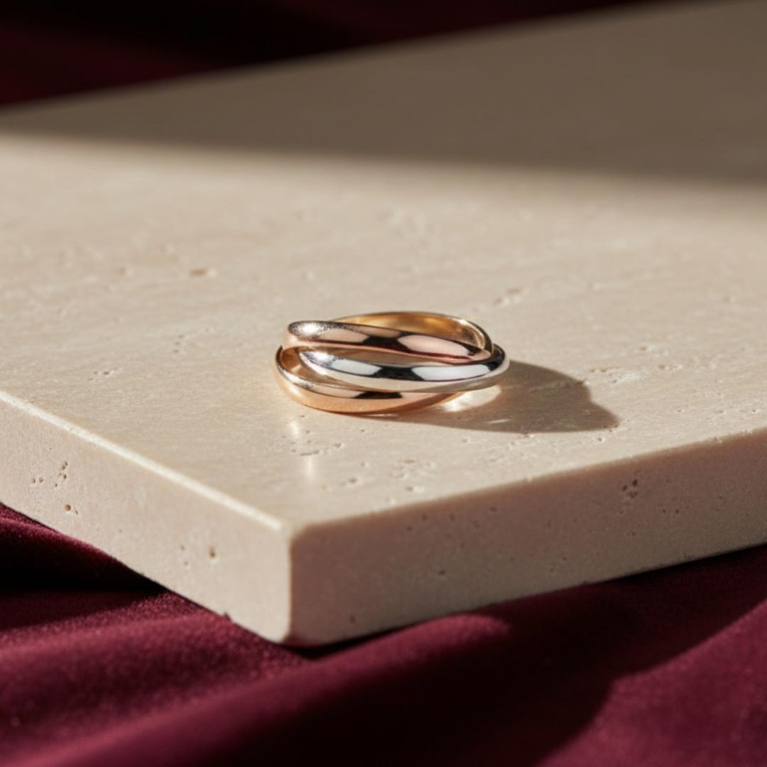 925 Sterling Silver Triple Rolling Ring | Tri Color Interlocking Band ...