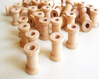 100 Miniature Wooden Spools 5/8x1/2 Wooden | Etsy