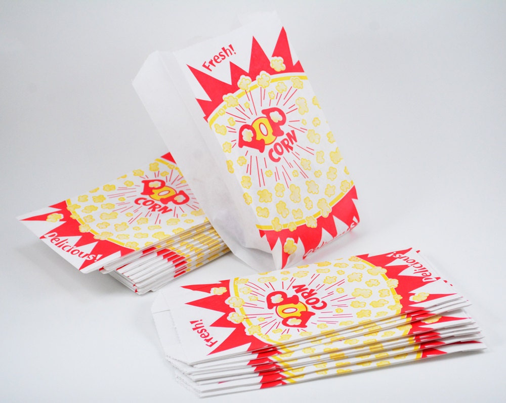 25 Pop Corn Bags size 4 x 2 1/2 x 8 1/4 | Etsy