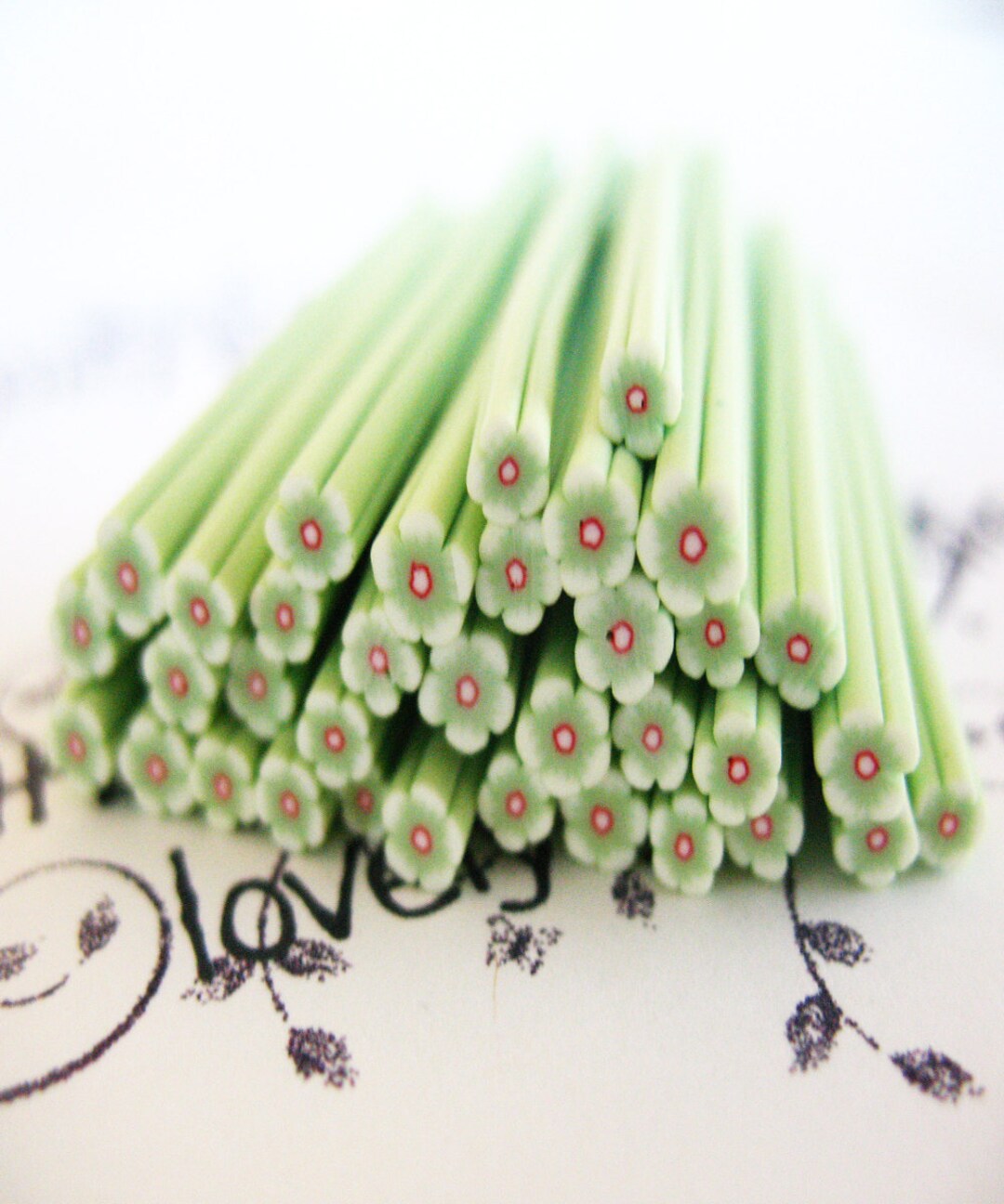 25 Polymer Clay blue Flower Cane miniature Flower Crafts Jewelry Making ...