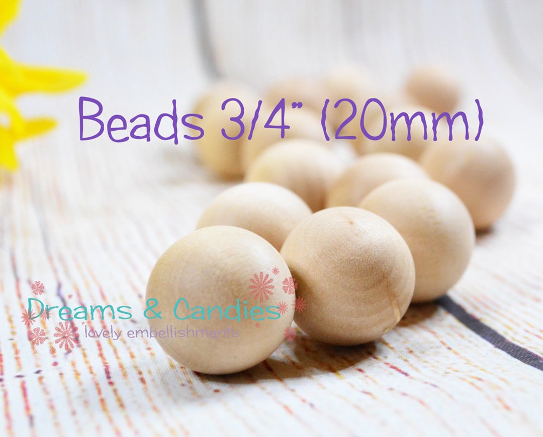 75 Unfinished Round Wooden Balls 3/4" (20mm) NO Hole -wooden Beads ...