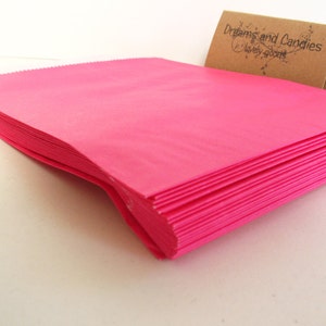 50 Pink Bags Paper With Glassine Lined Paper 6 3/4X9 1/4" -candy Bags ...