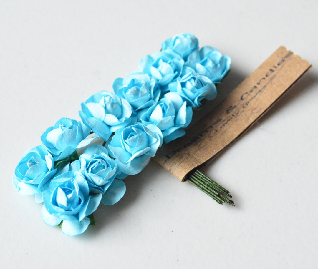 3 Baby Blue Paper Flower Branchs -36 Paper Flowers -small Paper Flowers ...