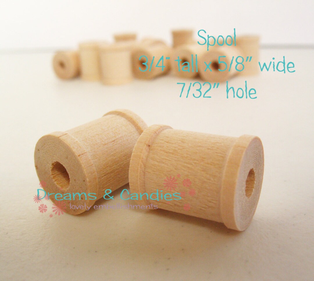 25 Miniature Wooden Spools 3/4x5/8" -sewing Decorative -wood Bobbin for ...