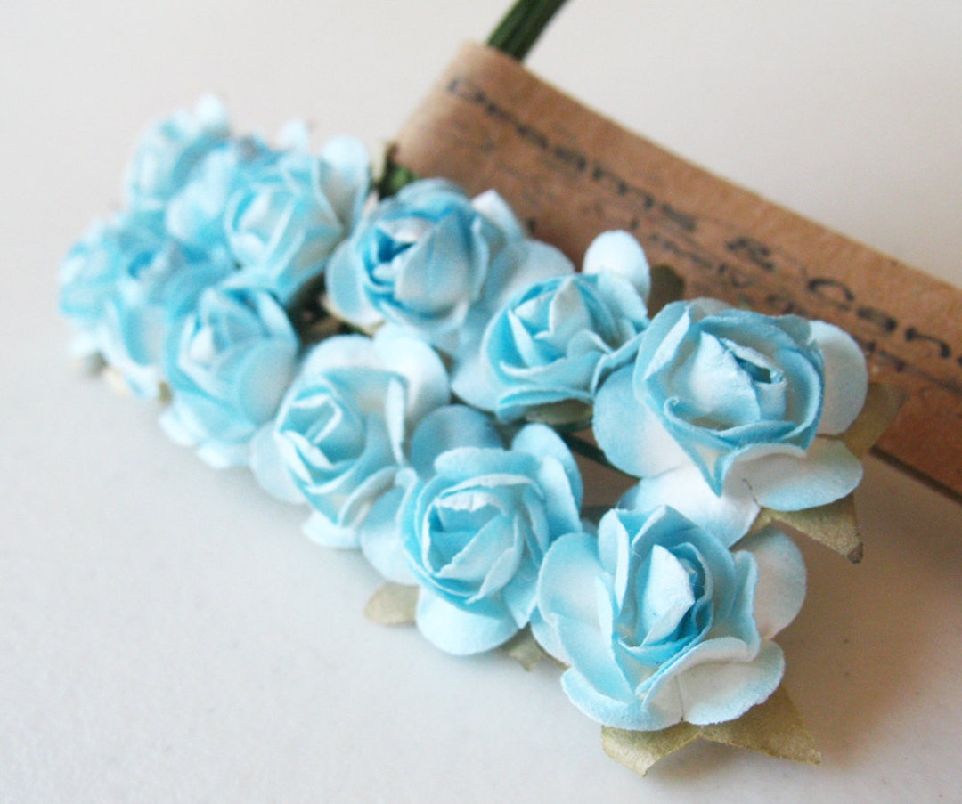 3 Baby Blue Paper Flower Branchs -36 Paper Flowers -small Paper Flowers ...