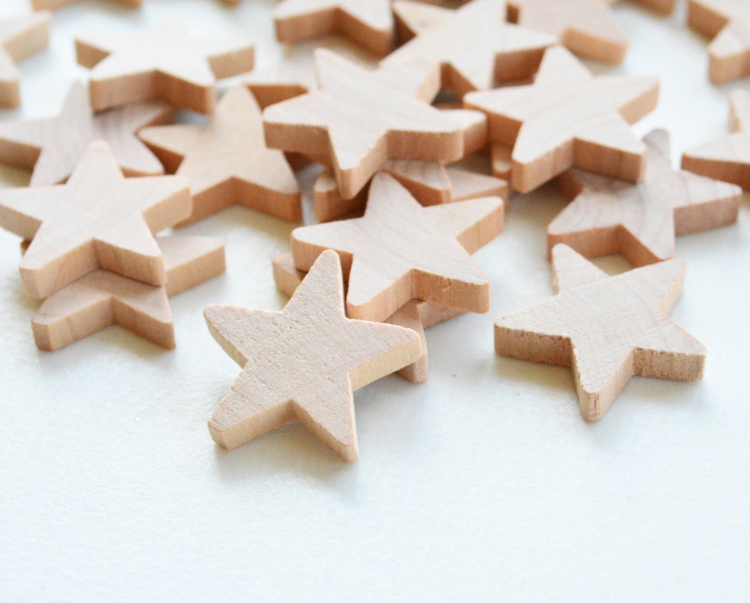 100 Miniature Wooden Stars 1 unfinished Wooden Stars unfinished Wooden ...