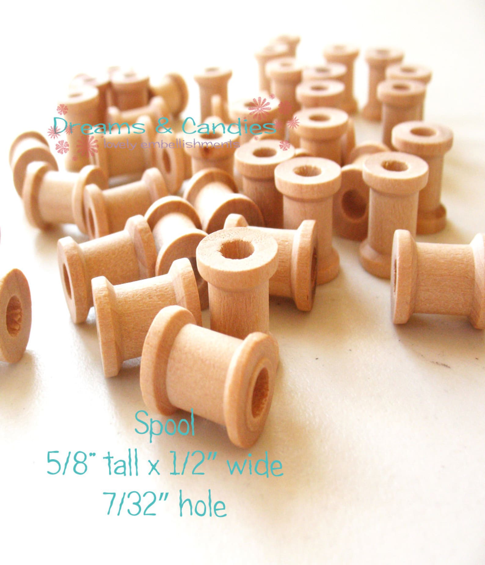 100 Miniature Wooden Spools 5/8x1/2 wooden Spools - Etsy