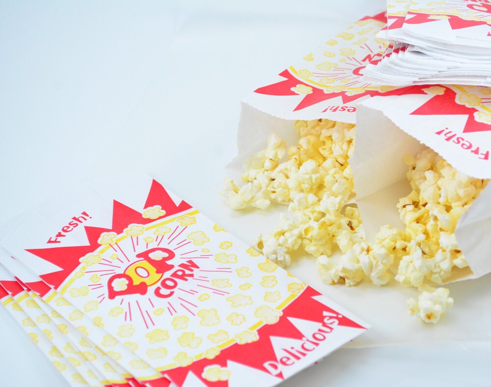 25 Pop Corn Bags size 4 x 2 1/2 x 8 1/4 | Etsy