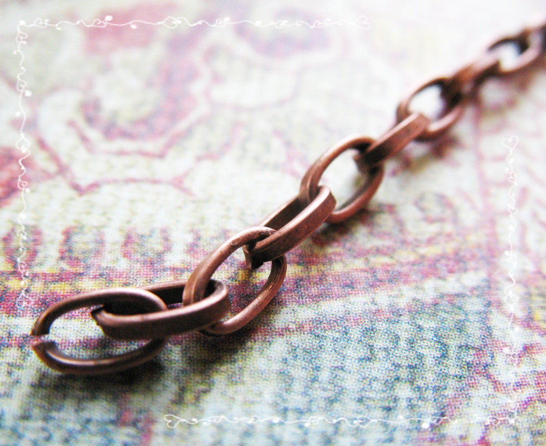 Antique Style Flat Chain copper Color Oval Iron Link brass - Etsy