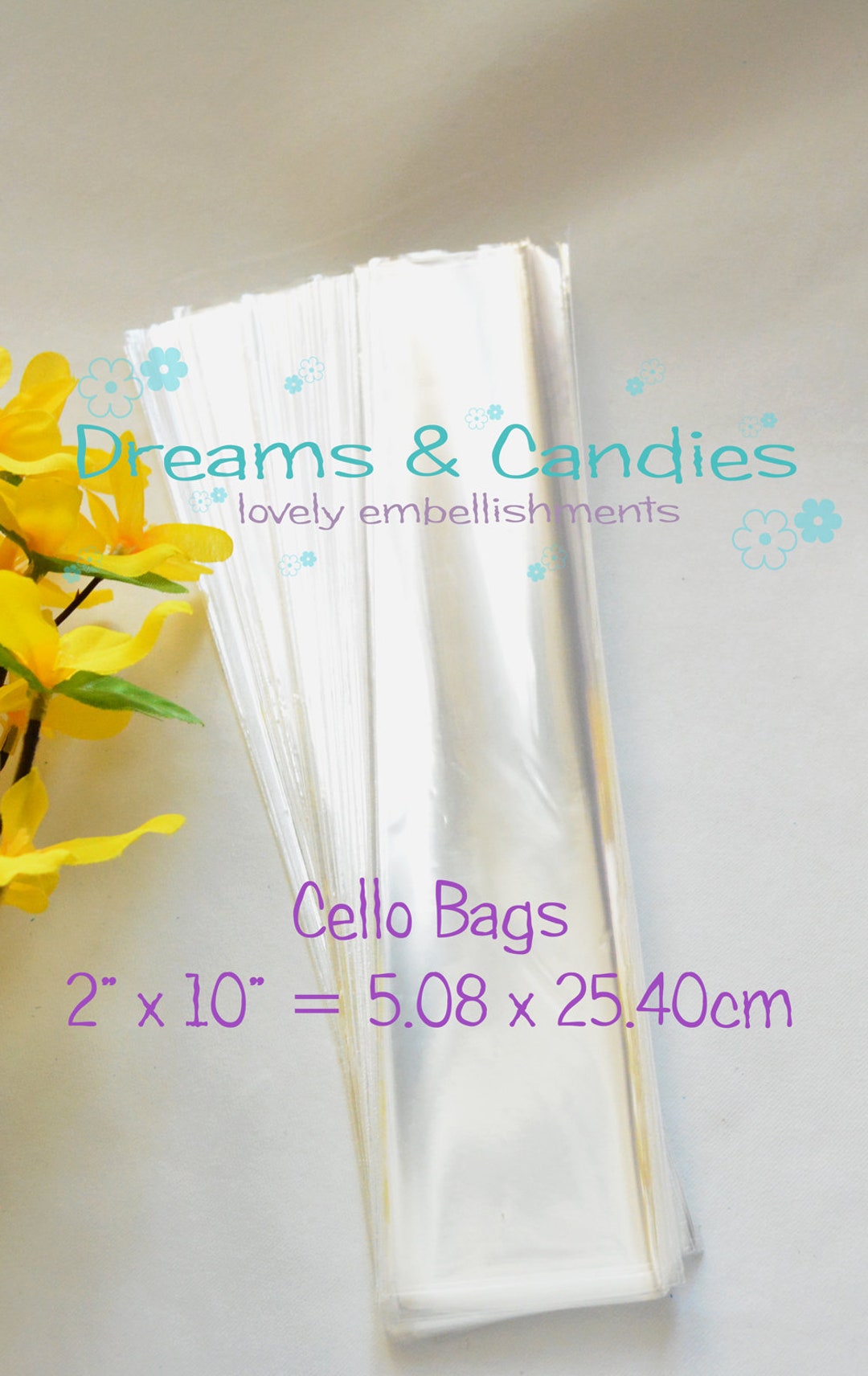 200 Open Top Cello Bags 2x10 transparent Bags food Safe Packing plastic ...