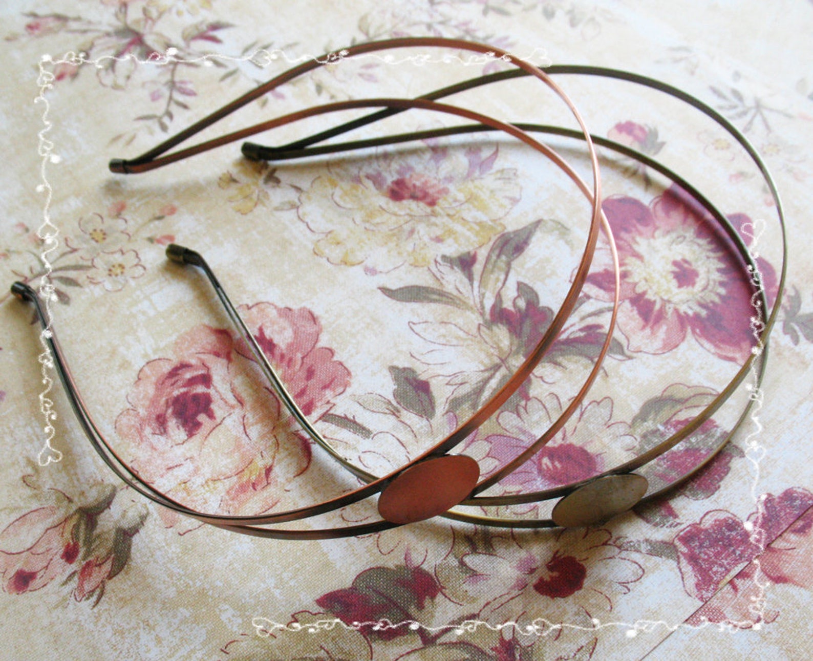 4 Vintage Brass Double Band Headband With With Blank 20x1mm - Etsy