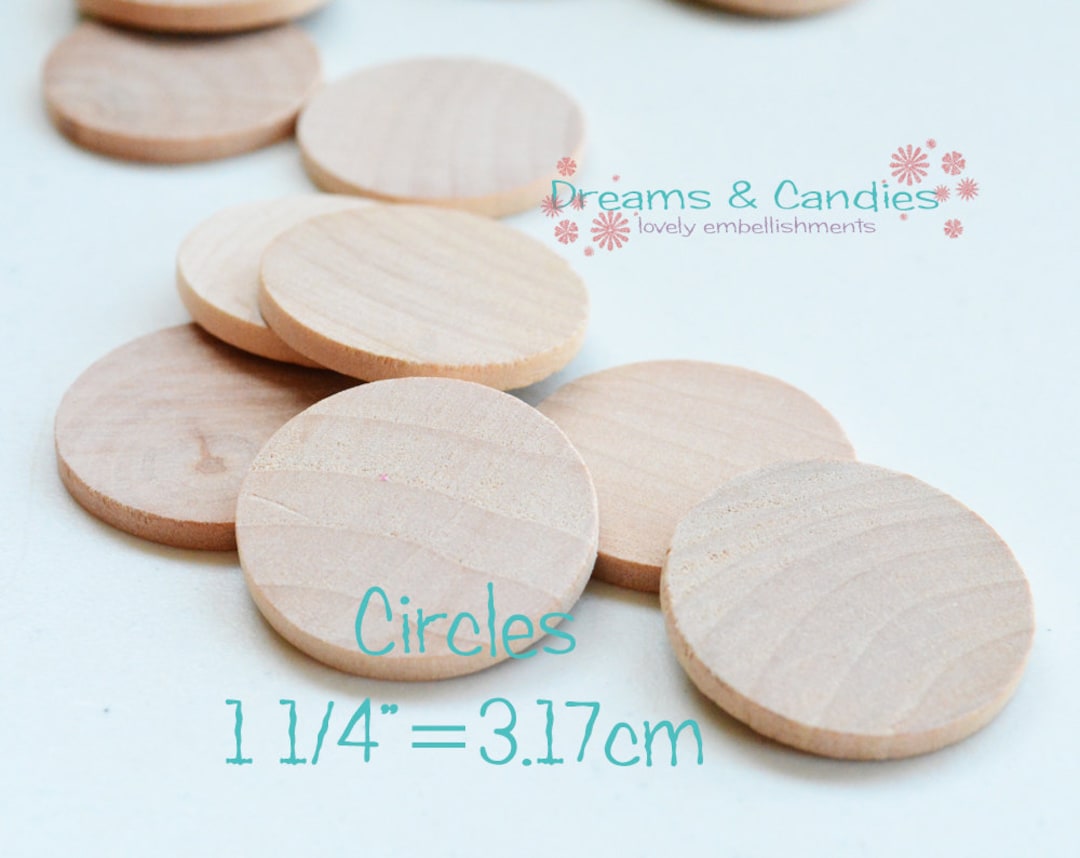 100 Unfinished Wooden Circles 1.25" -small Wooden Circles -wood ...