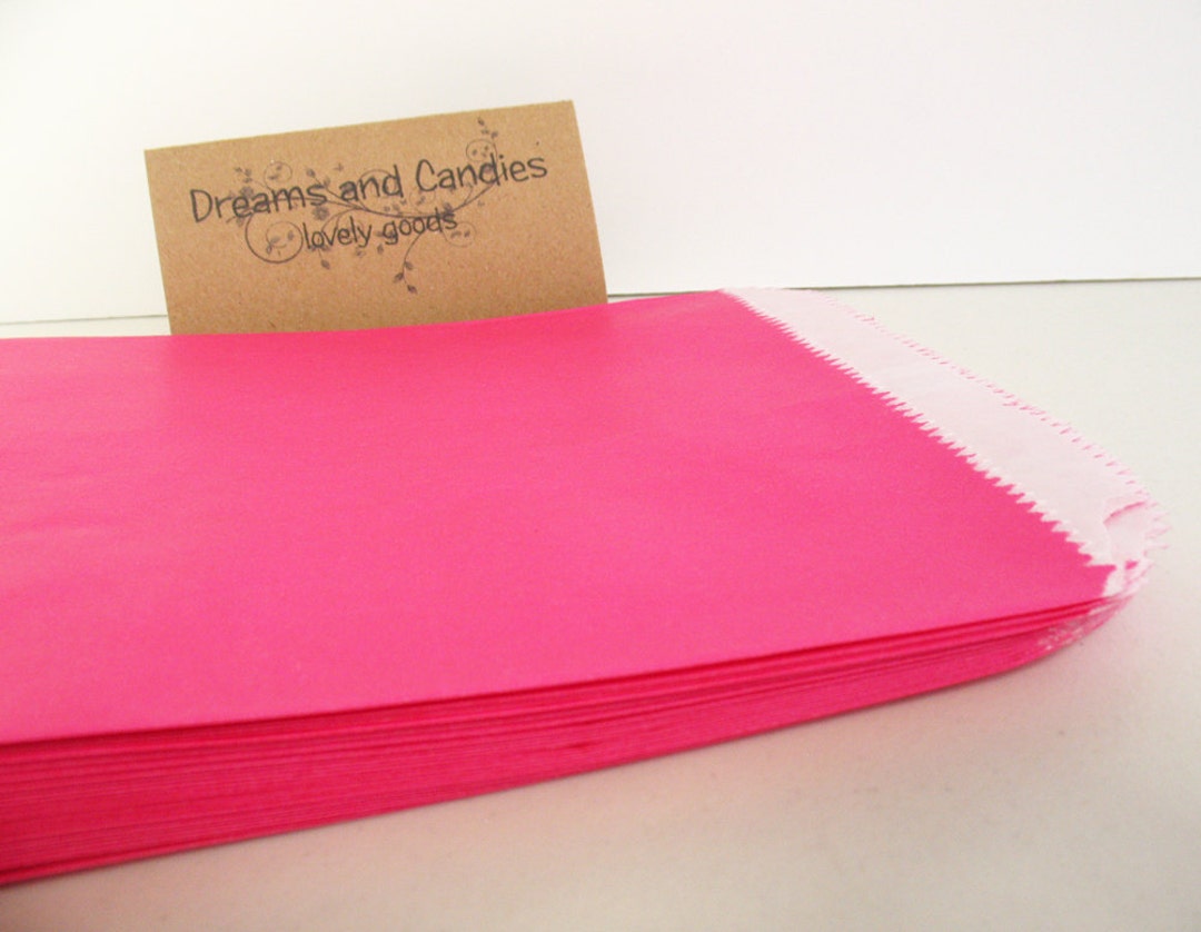 50 Pink Bags Paper With Glassine Lined Paper 6 3/4X9 1/4" -candy Bags ...