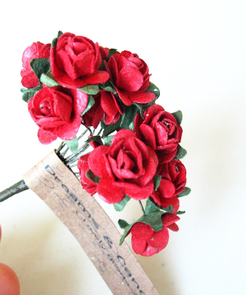 3 Red Paper Flower Branchs 36 Paper Flowers small Paper - Etsy